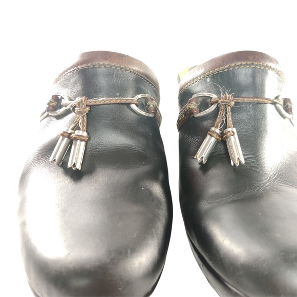 Ariat | Shoes | Ariat Western Black Brown Metal Tassel Horsebit Clogs ...